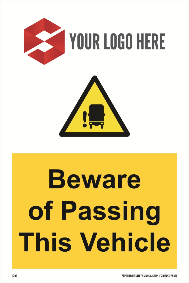 200mm x 300mm Beware of passing this vechicle - Safety Signs UK Ltd