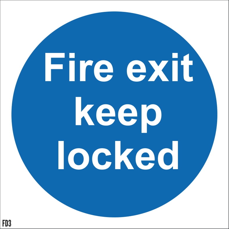 100MM X 100MM Fire Exit Keep Locked - Safety Signs UK Ltd