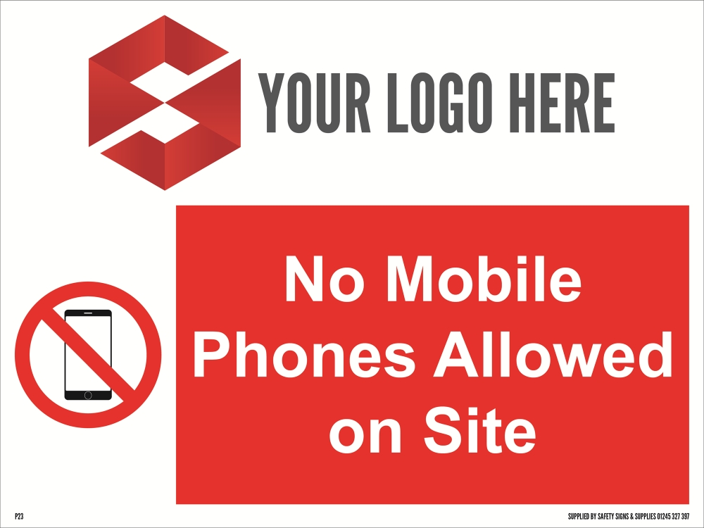 600MM X 450MM No Mobile Phones Allowed In Site - Safety Signs UK Ltd