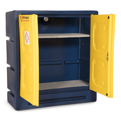 Durable plastic chemical cabinet 1220x550x1310 - Safety Signs UK Ltd