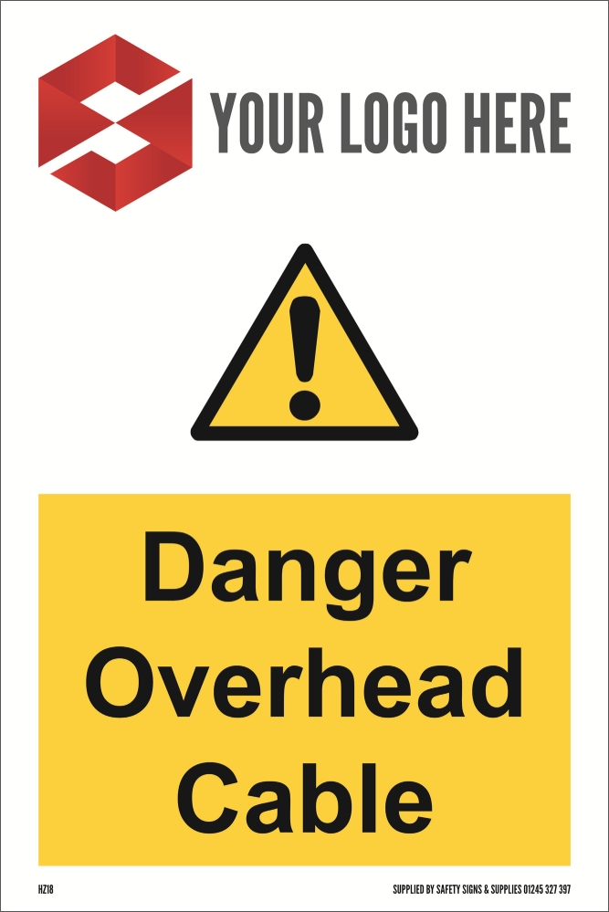 200MM X 300MM Danger Overhead Cable - Safety Signs UK Ltd